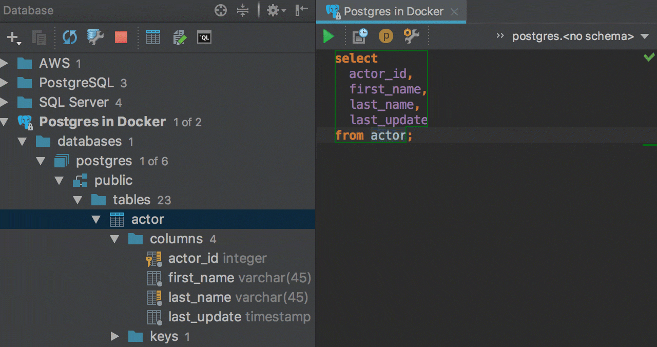 Navigation with database object search - Features | DataGrip