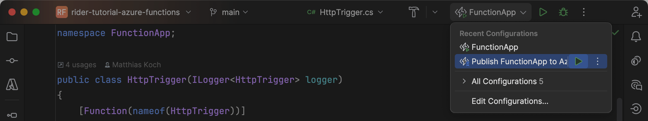 Deploying Azure Functions - JetBrains Guide